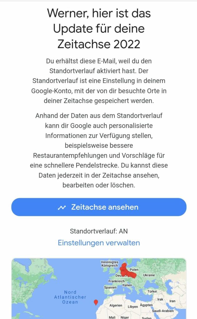 Die Google-Zeitachse mit meinen Standortverlauf von 2022 - Privater ...