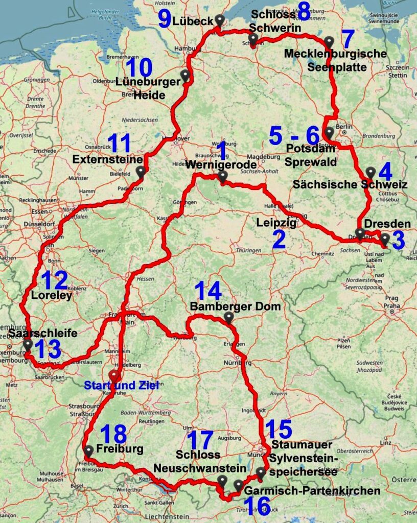 Morgen starten wir. Eine Rundfahrt mit dem Auto ca. 3.000 km durch ...